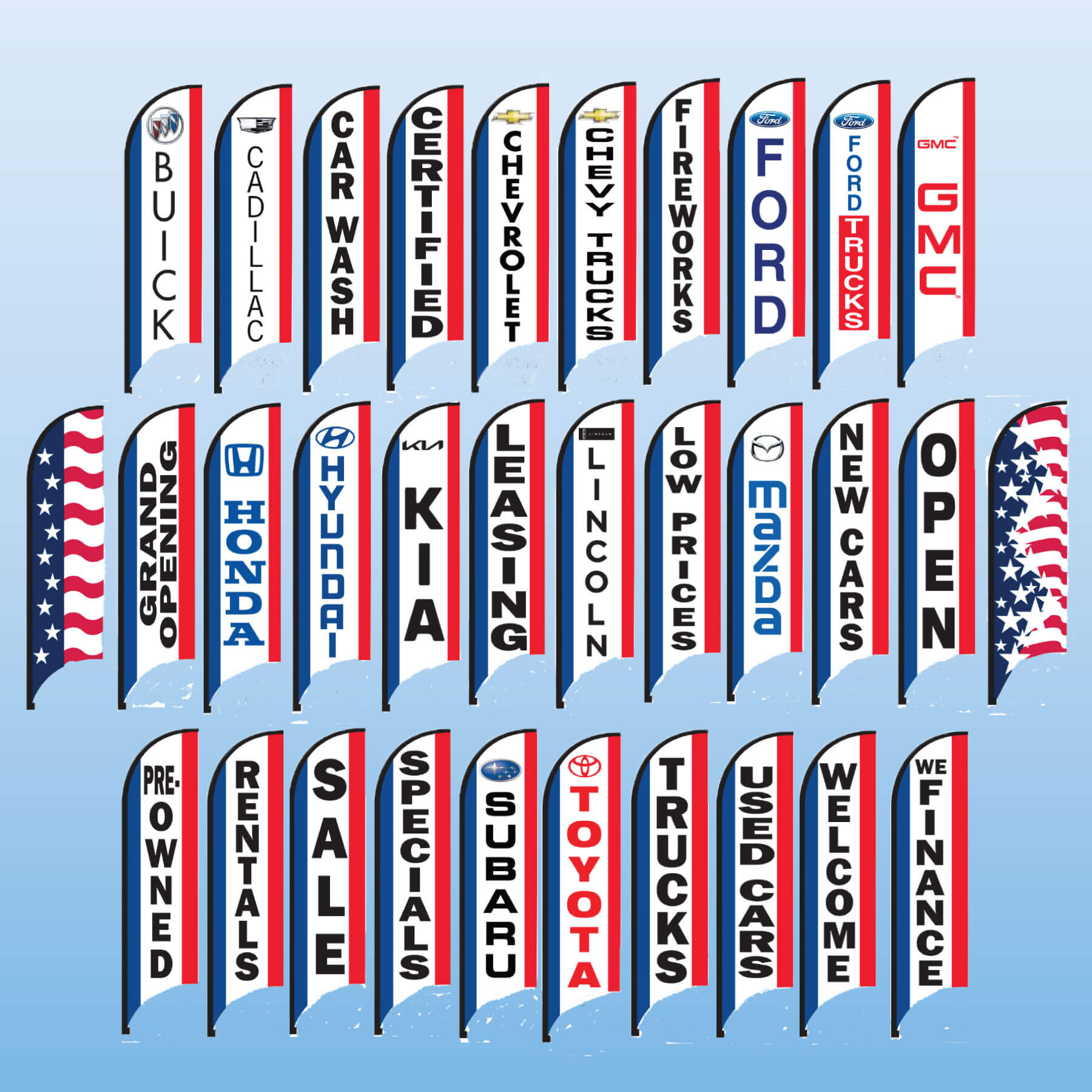 FEATHER FLAGS "STREET TALKER" VERTICAL RED, WHITE, BLUE