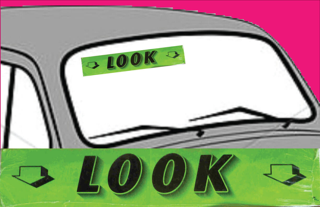 Vinyl 14 1/2" Slogans LOOK chartreuce-green