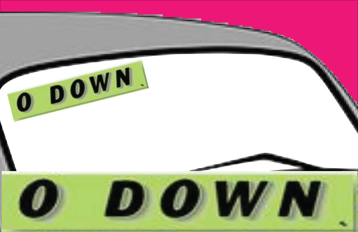 Vinyl 14 1/2" Slogans ZERO DOWN chartreuce-green