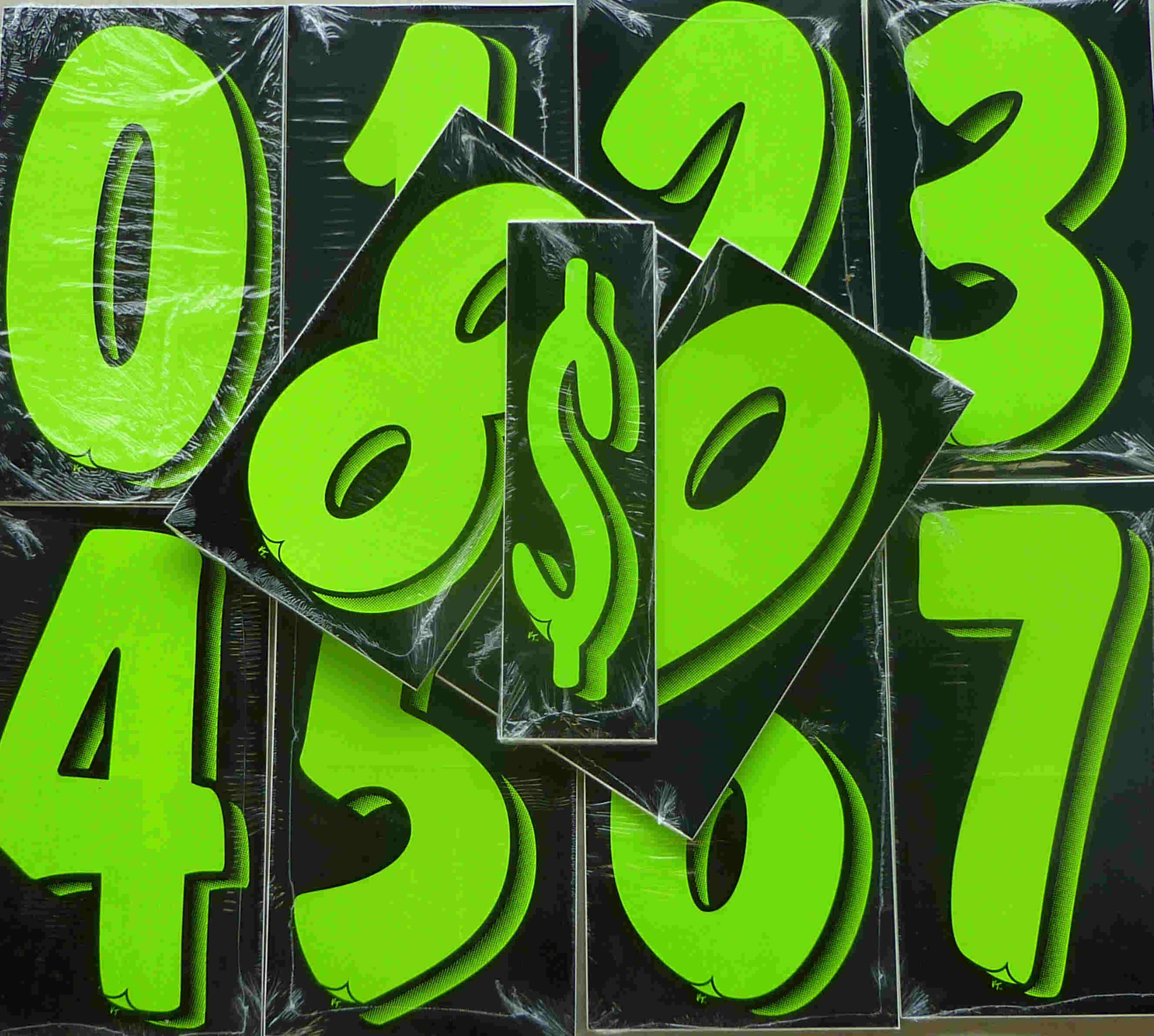 Vinyl Numbers 7 1/2" tall chartreuce-green black